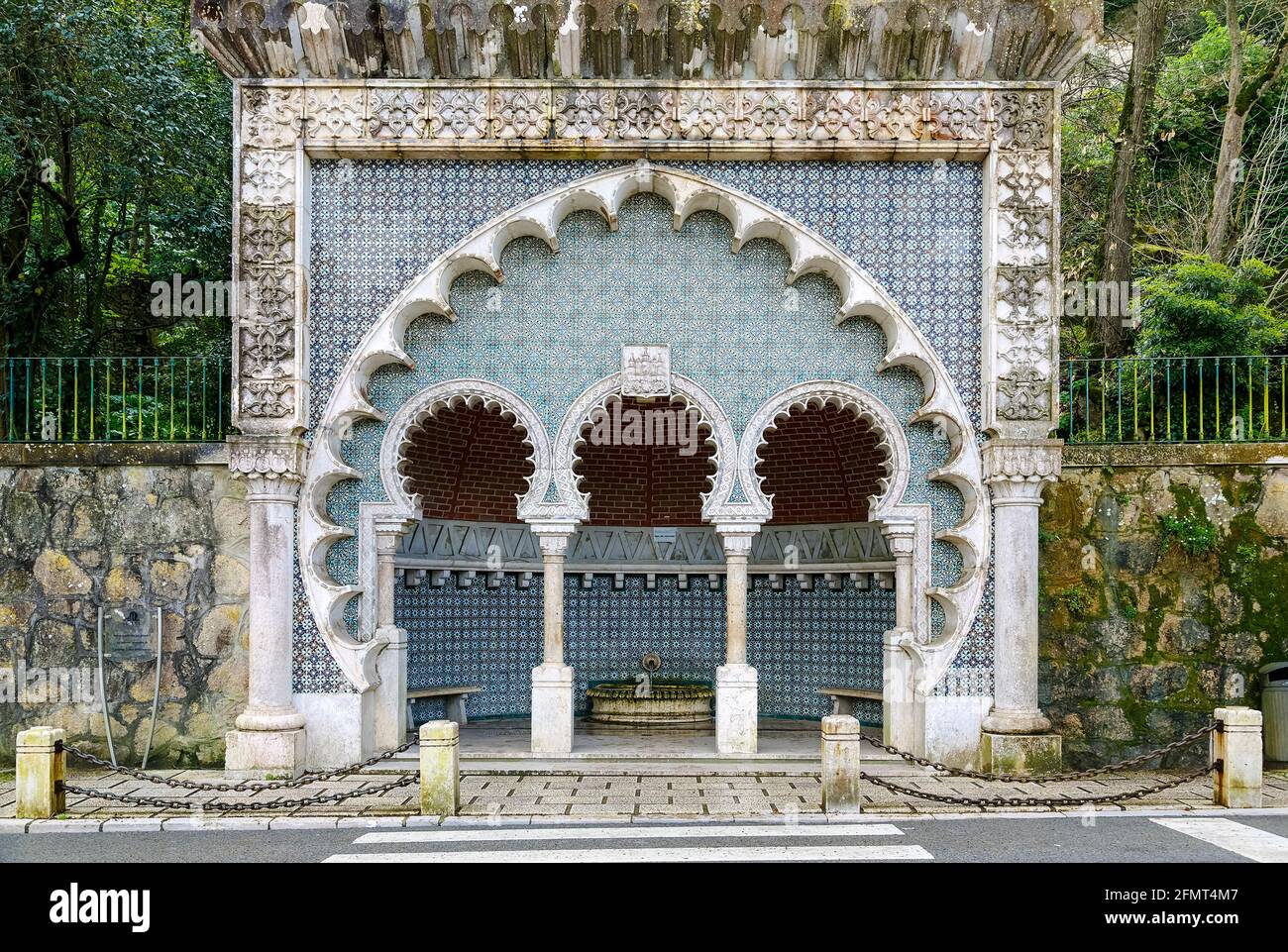 Sintra, Portugal - March 20 , 2016: Beautiful moorish fountain in Volta ...