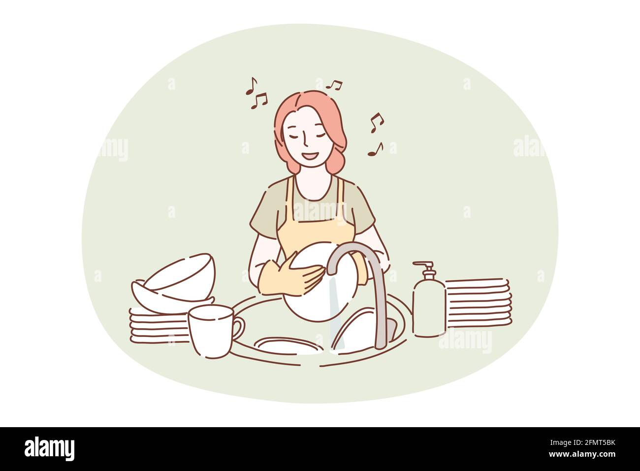 Washing dishes, housework, cleaning concept Stock Vector Image & Art ...