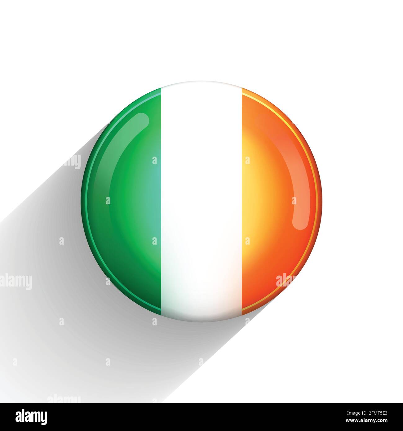 Glass light ball with flag of Ireland. Round sphere, template icon ...