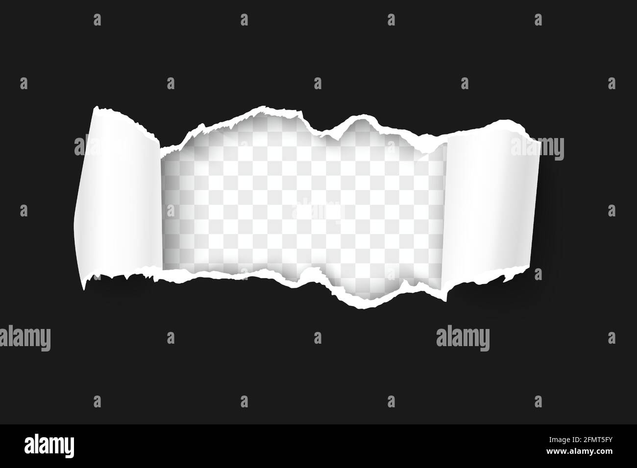 Torn paper with rolled edge on transparent background realistic vector ...