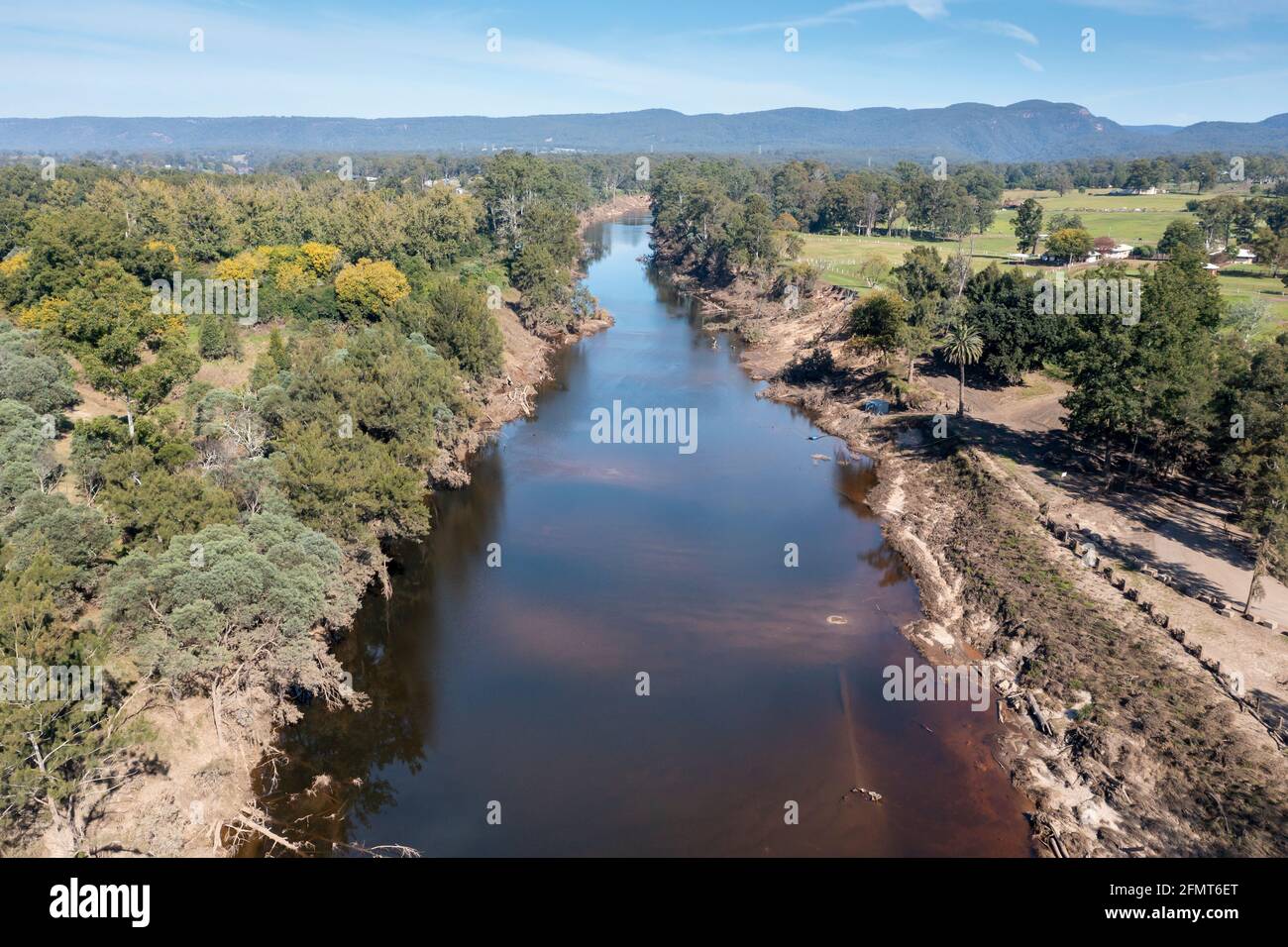 Drone aerial photograph of the Grose River after severe flooding in ...