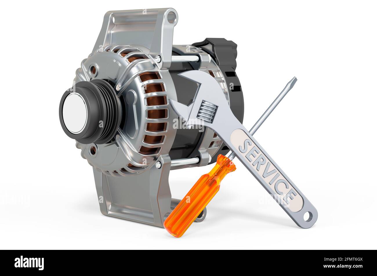 Service and repair of starter. 3D rendering isolated on white ...