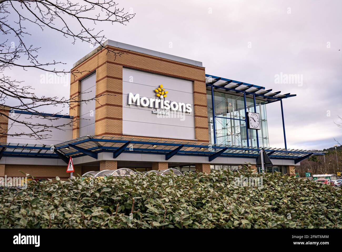 Morrisons Supermarket brand logo on the building, UK Stock Photo - Alamy