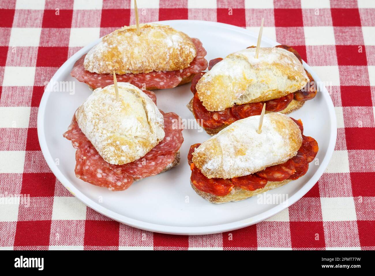 Cover vasco. sausage typical Spanish tapas size Stock Photo - Alamy