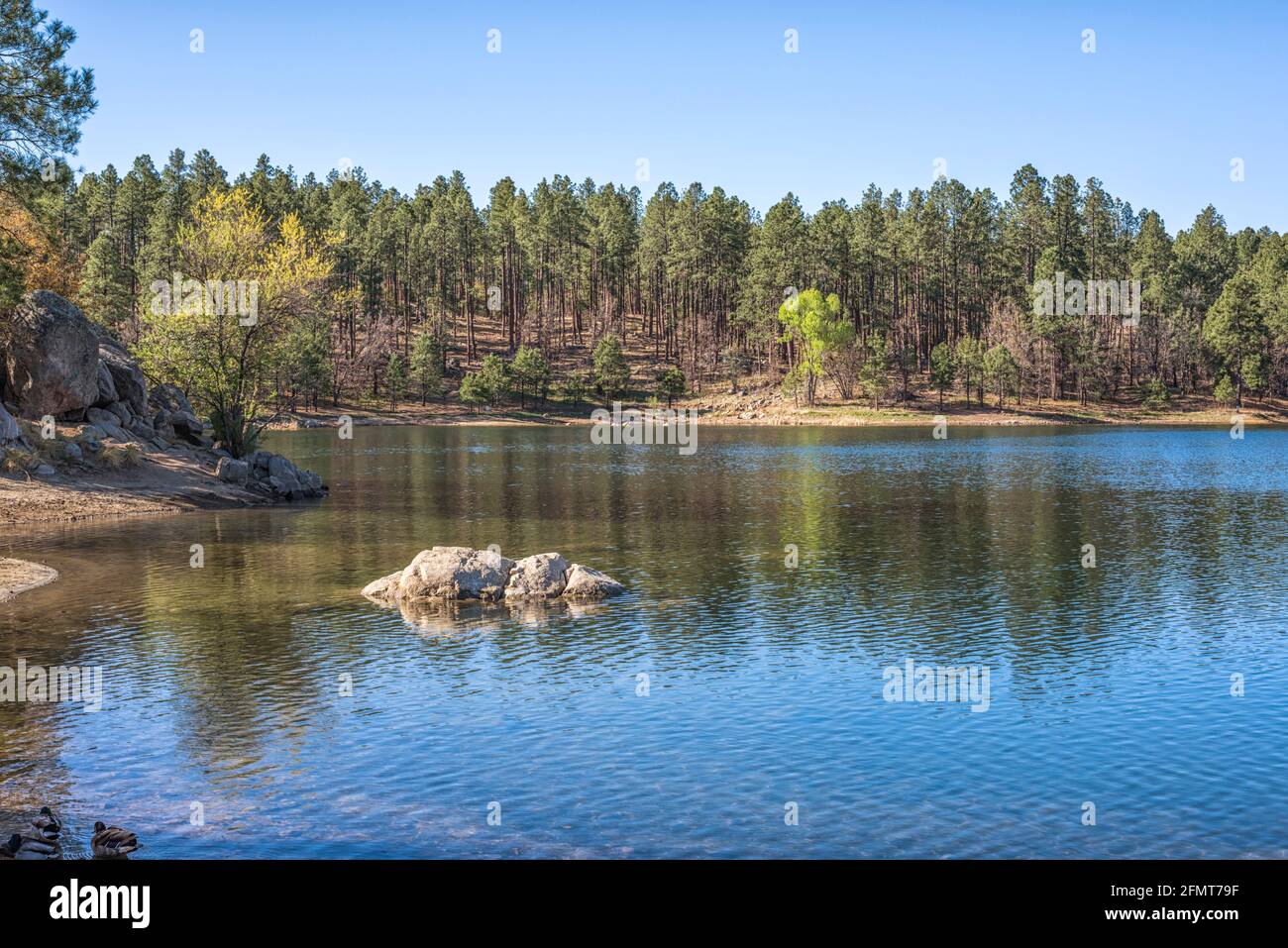 Goldwater Lake on a Spring morning. Prescott, Arizona, USA Stock Photo ...