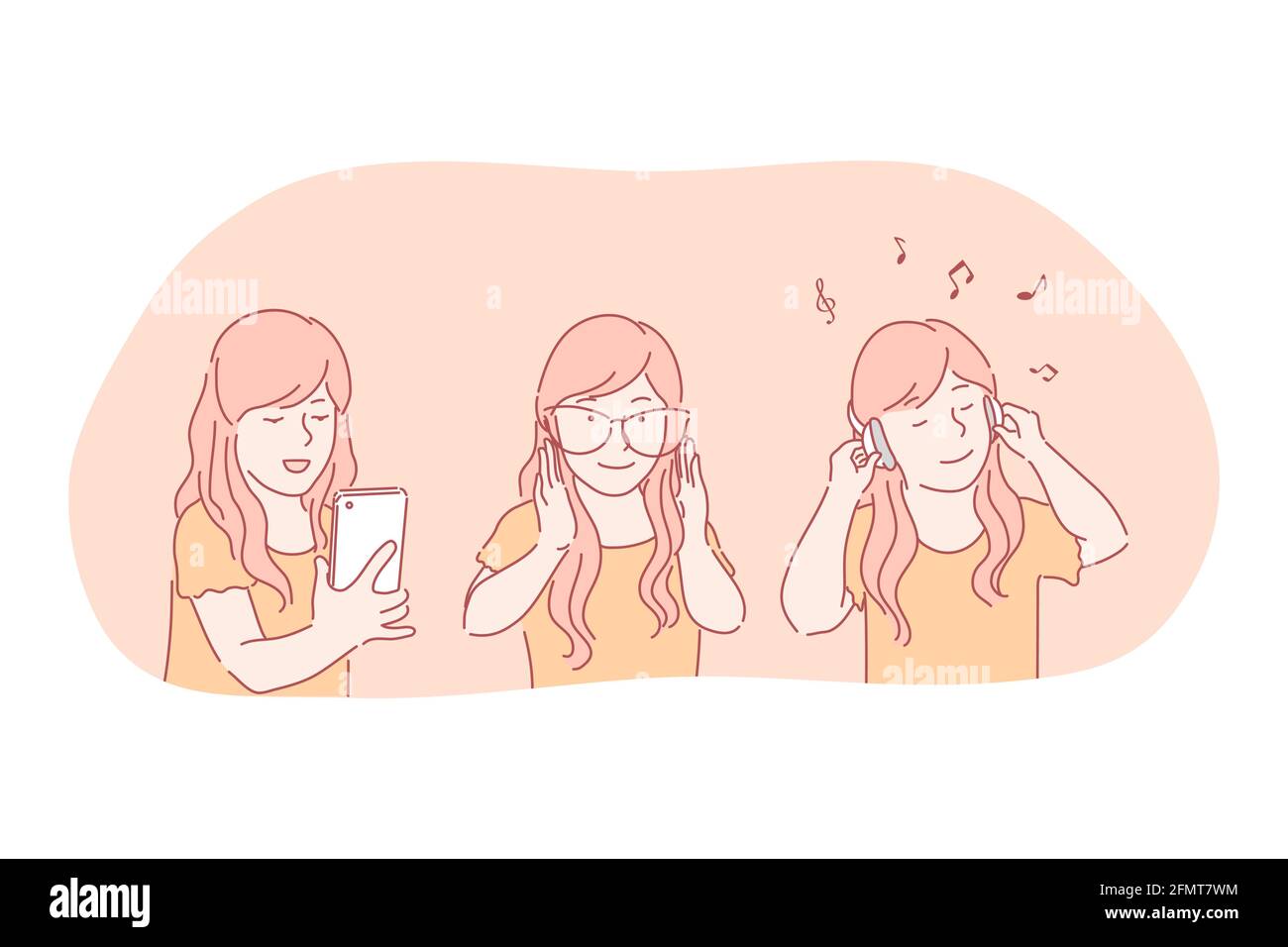 Listening music online smartphone Cut Out Stock Images & Pictures - Alamy