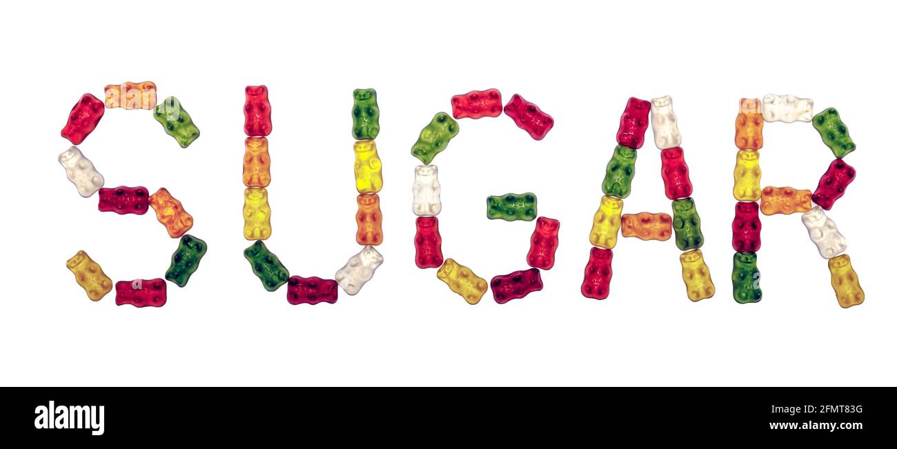 sugar bears colors, isolated on white background forming word sugar ...