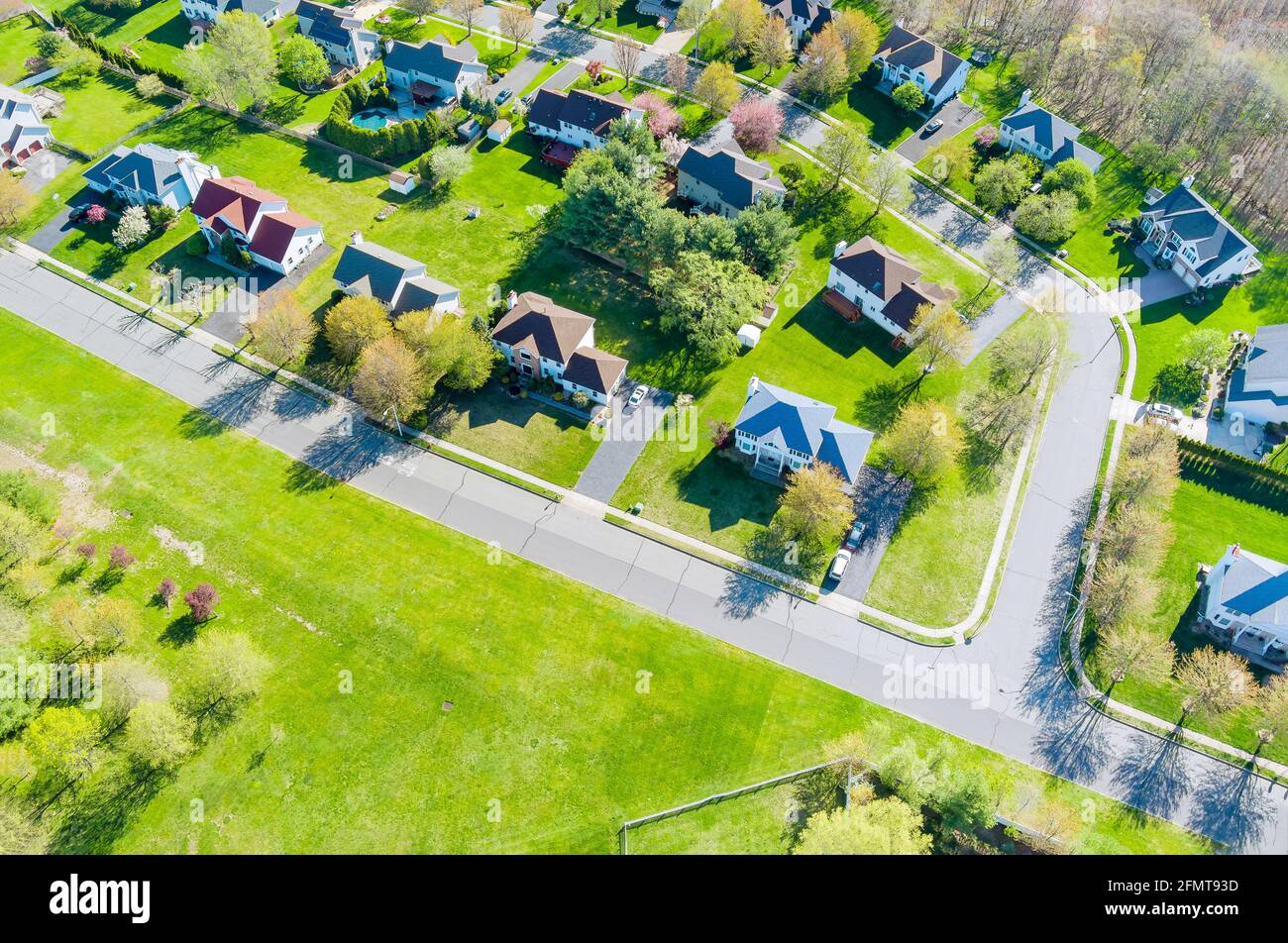 Aerial view of the residential area of beautiful suburb of home ...