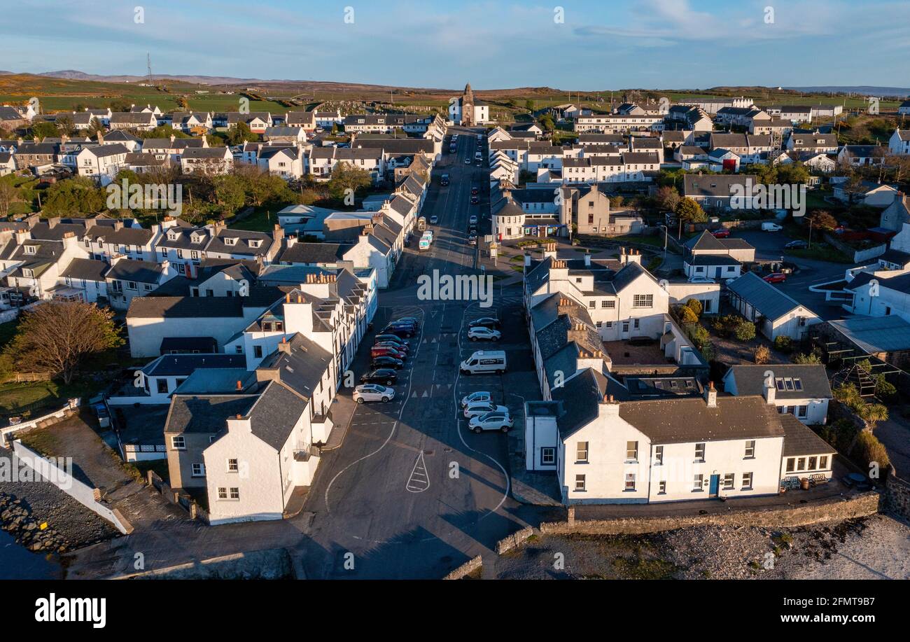 Aerial view of Main Street, Bowmore town centre, Islay, Scotland Stock ...