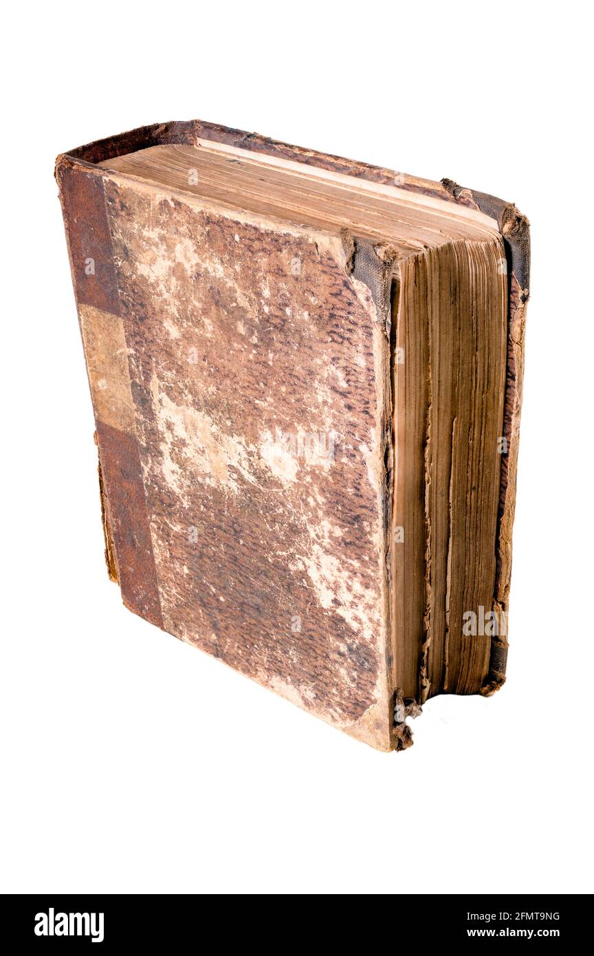 Old book on a light background. The cover of the old publishing house ...