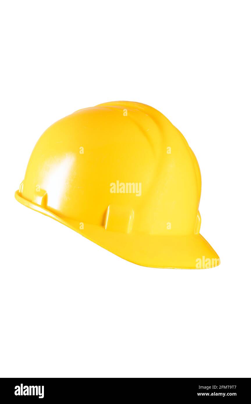 Yellow hard hat for construction workers. Protective clothing and ...