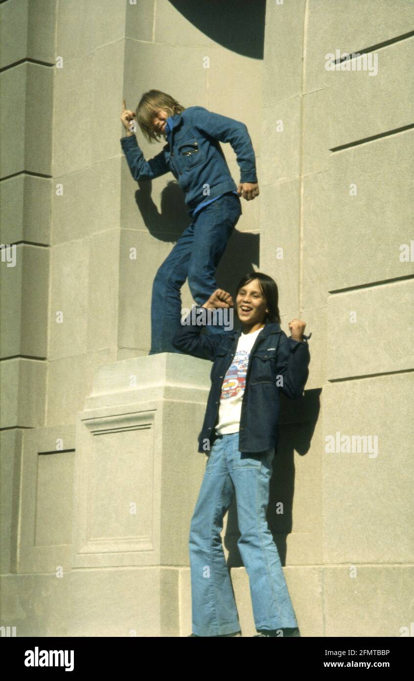 Teenagers pose in front of the camera, Philadelphia PA, USA, 1976 Stock ...