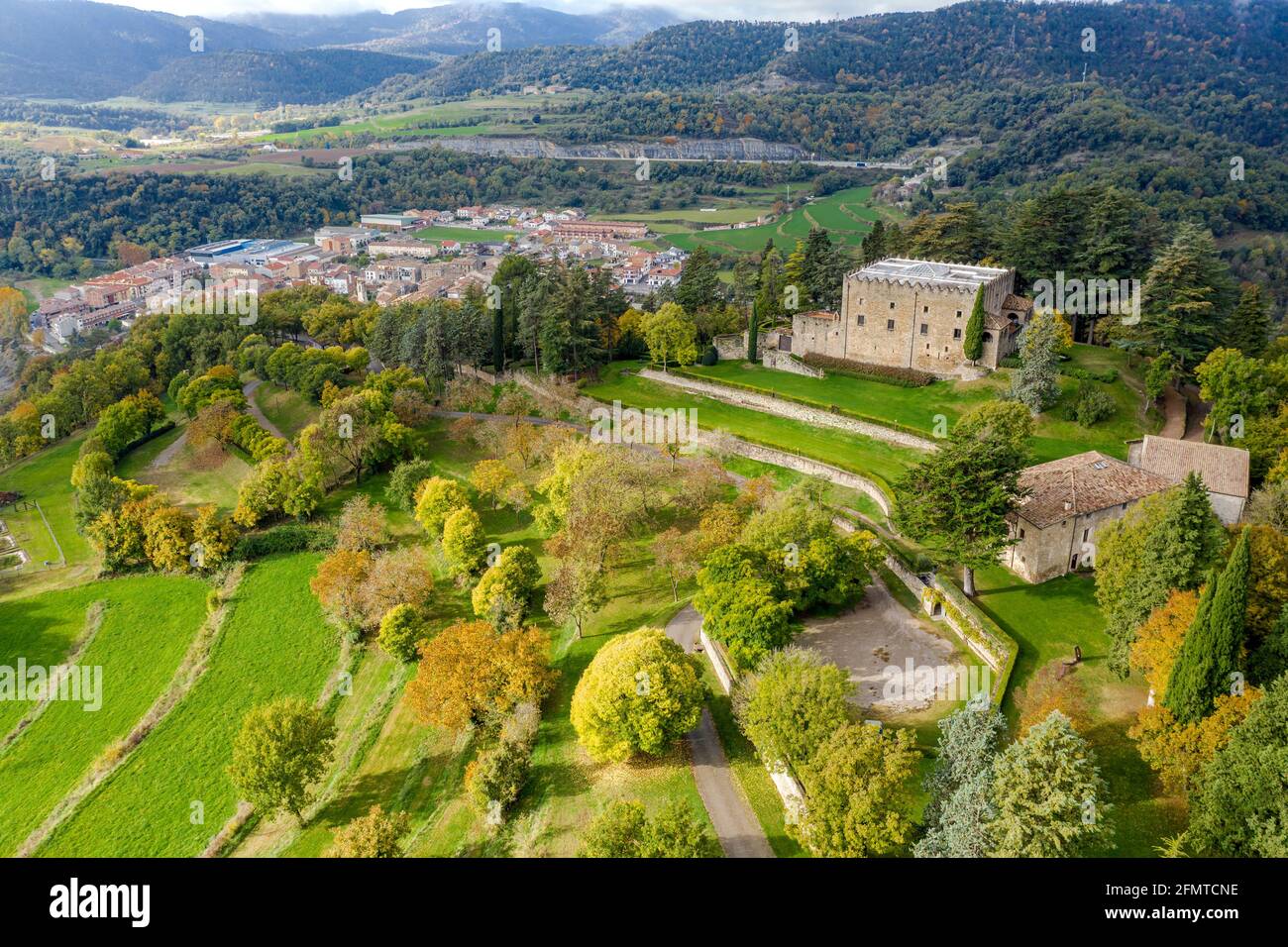 Montesquiu Castle built in the 10th and 11th century. Middle Ages ...