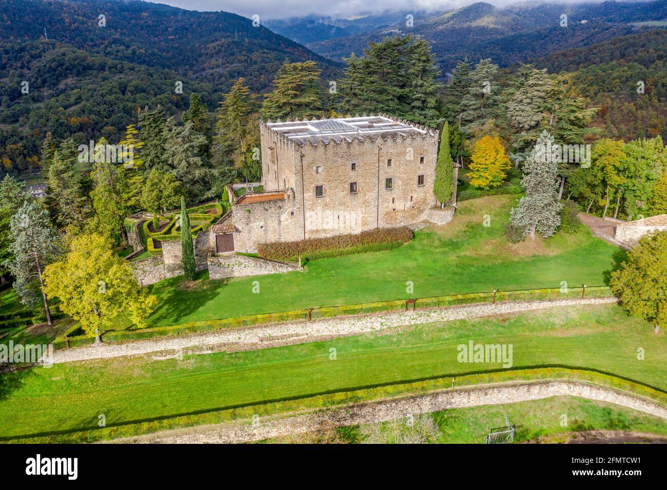 Montesquiu Castle built in the 10th and 11th century. Middle Ages ...