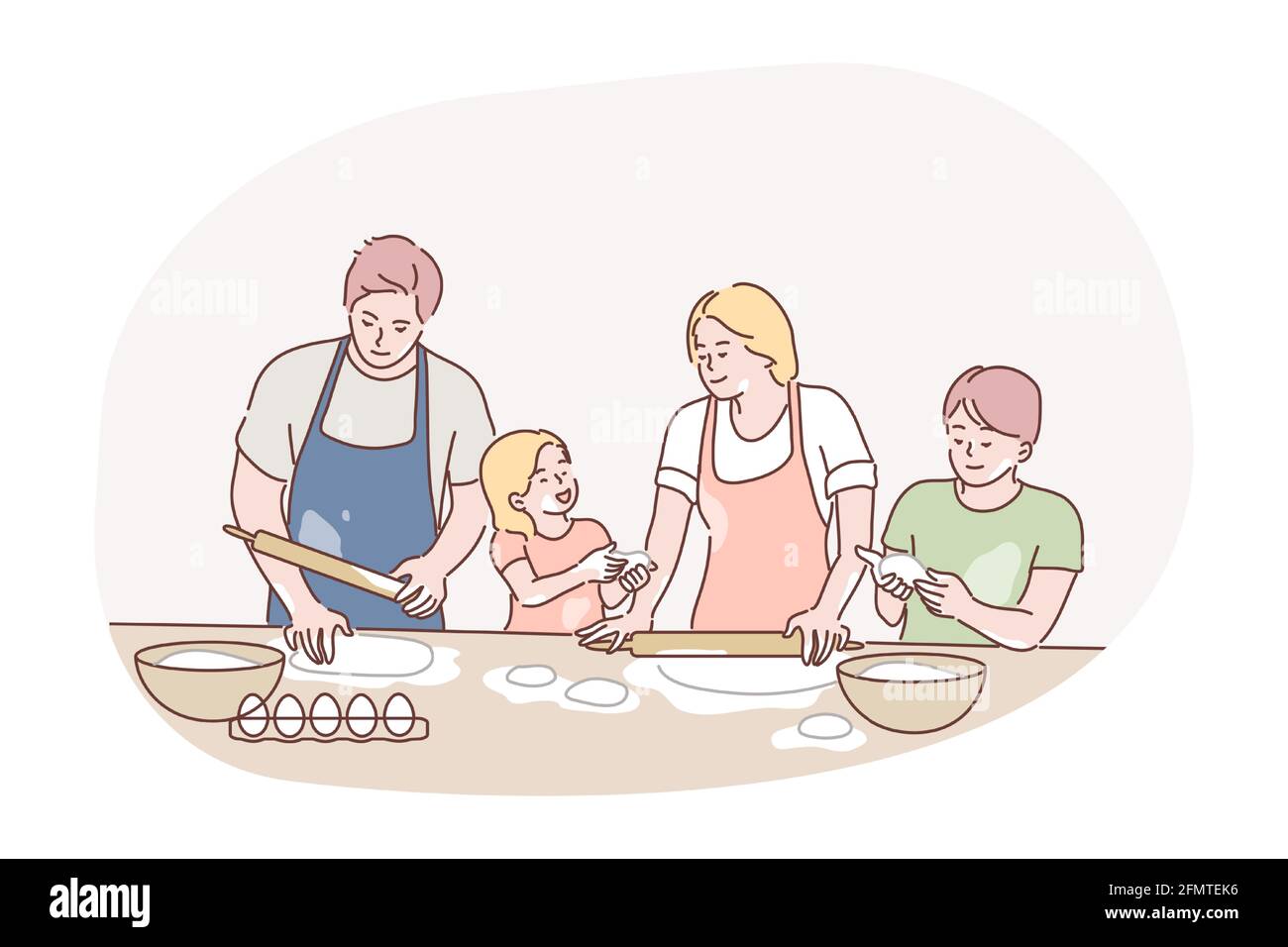 Cooking together isolated cartoon Cut Out Stock Images & Pictures - Alamy