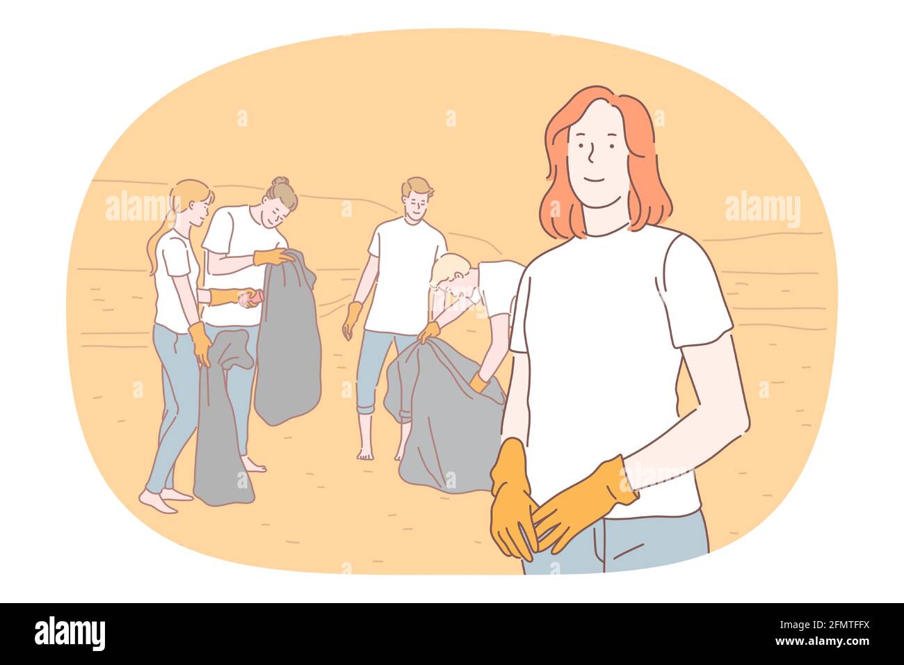 Saving ecosystem, ecology, environment cleaning volunteer concept Stock ...