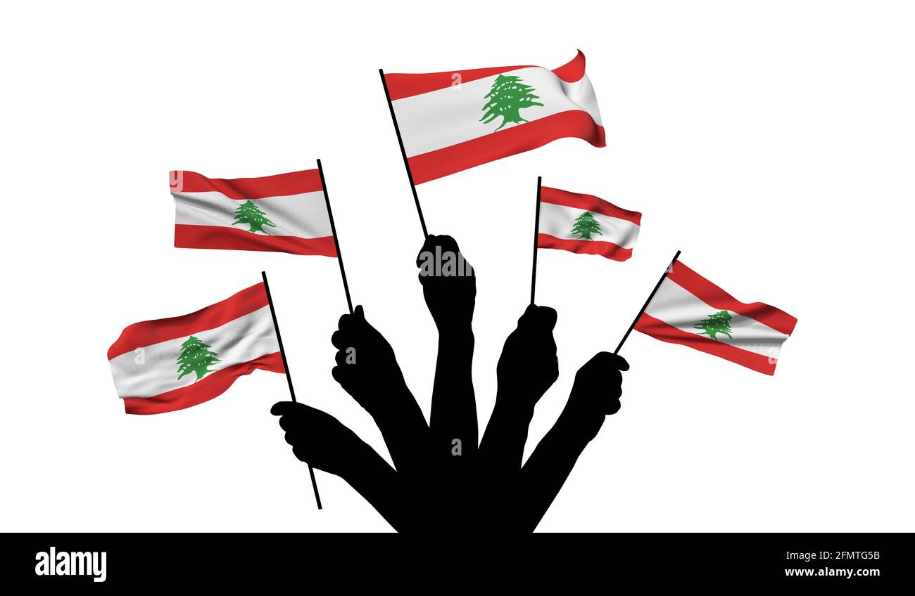 Labanon national flag being waved. 3D Rendering Stock Photo - Alamy