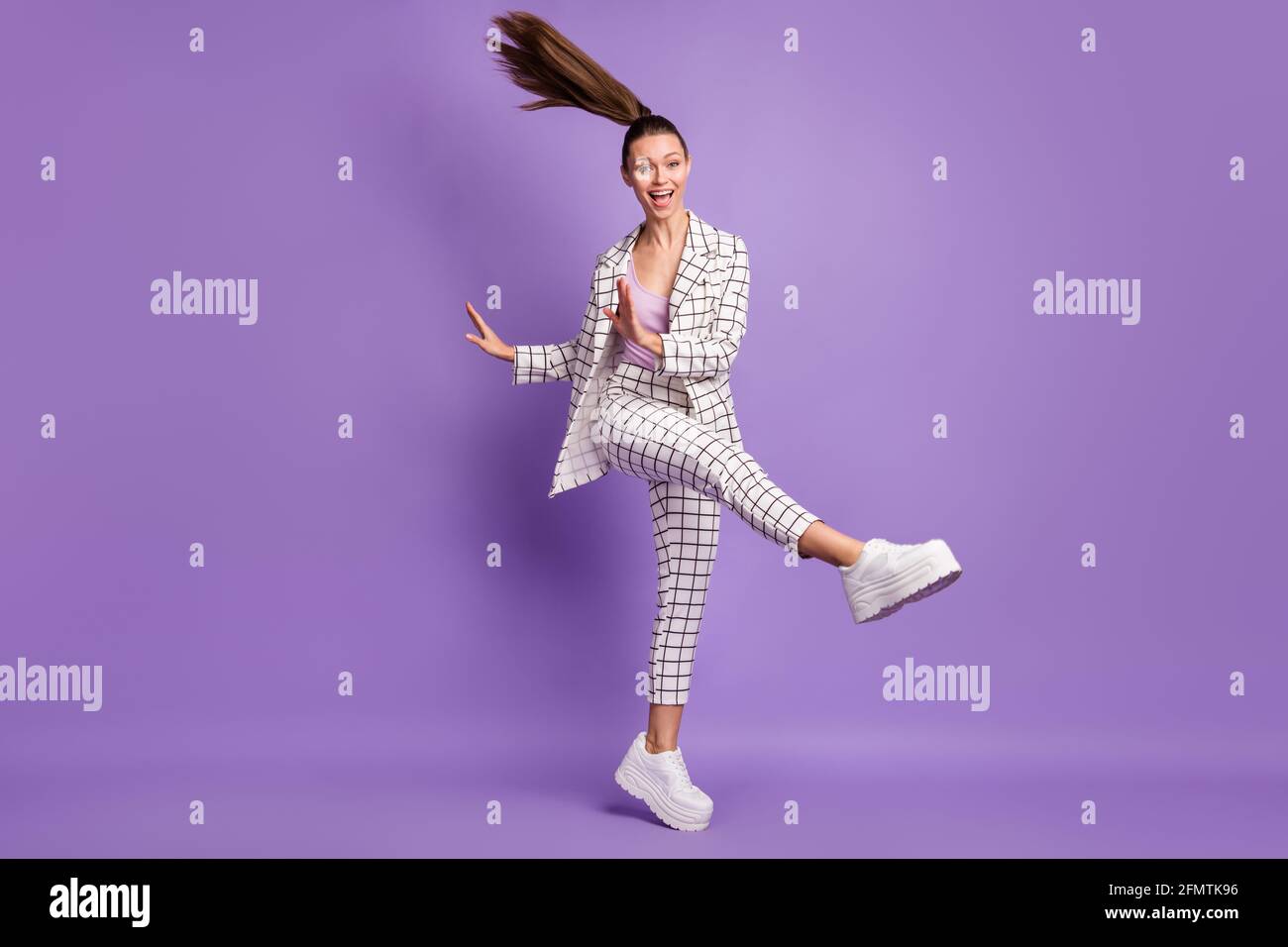 Full size photo of young lovely happy excited crazy positive girl with ...
