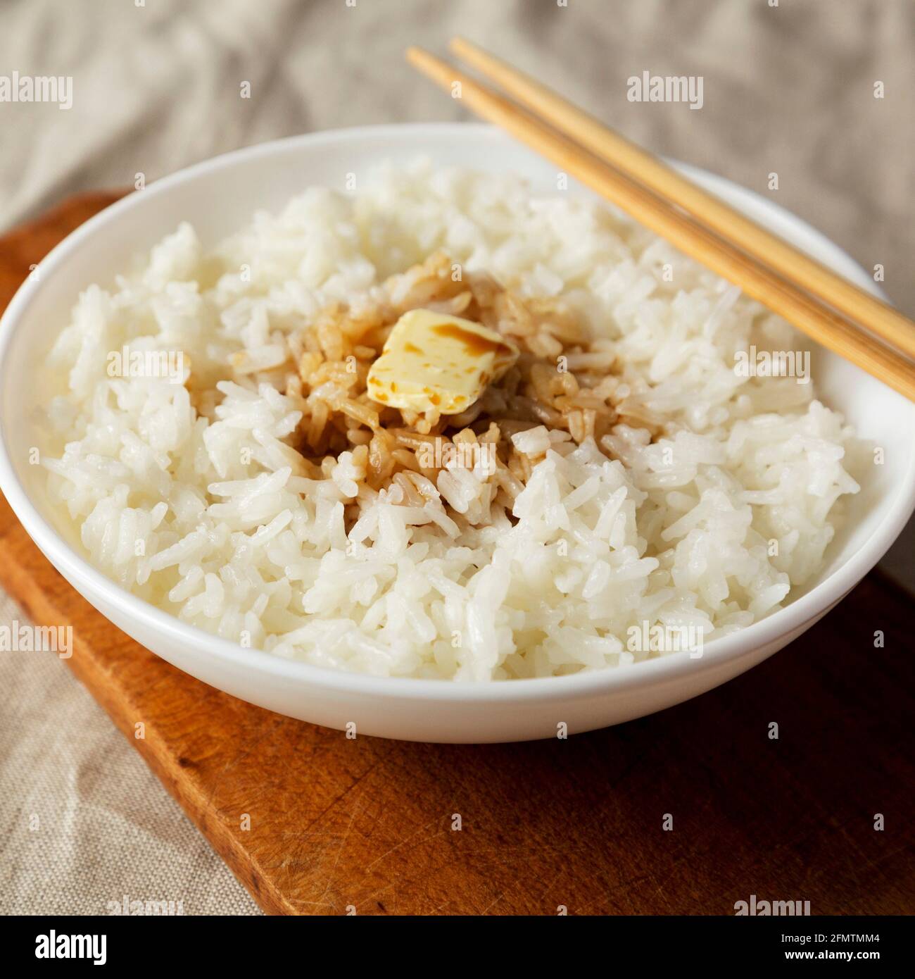 Homemade Japanese Butter Sauce Rice, side view. Close-up Stock Photo ...