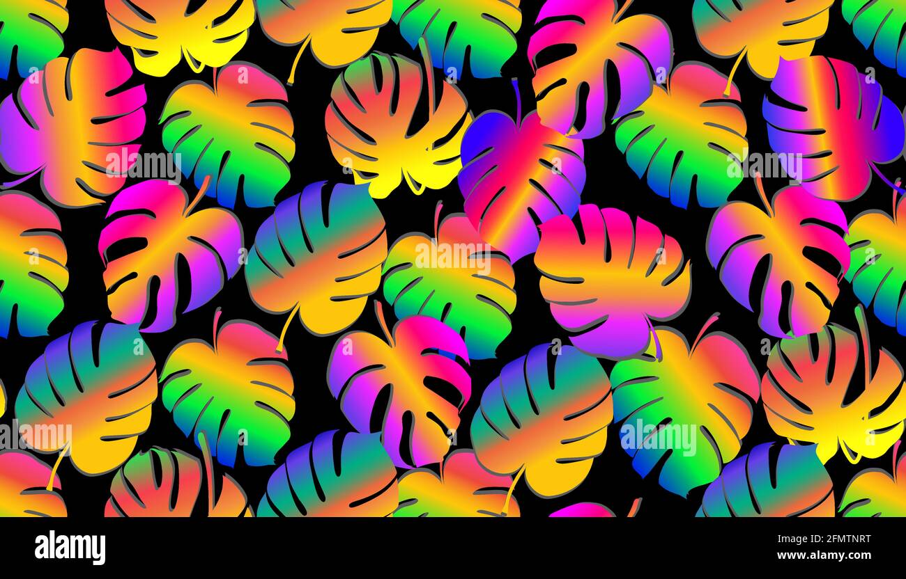 Monstera tropical leaf vector illustration. Summer print. Vector banner ...