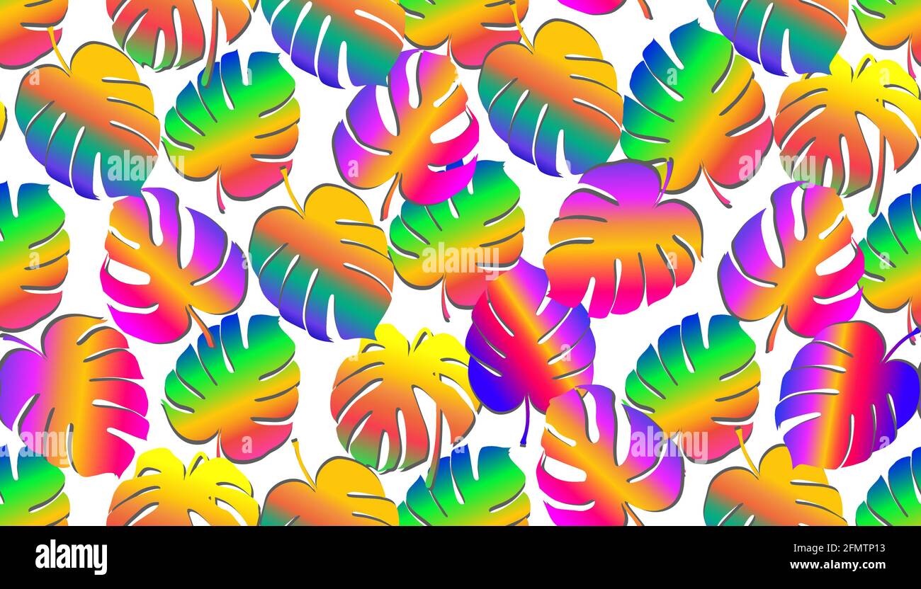 Monstera tropical leaf vector illustration. Summer print. Vector banner ...