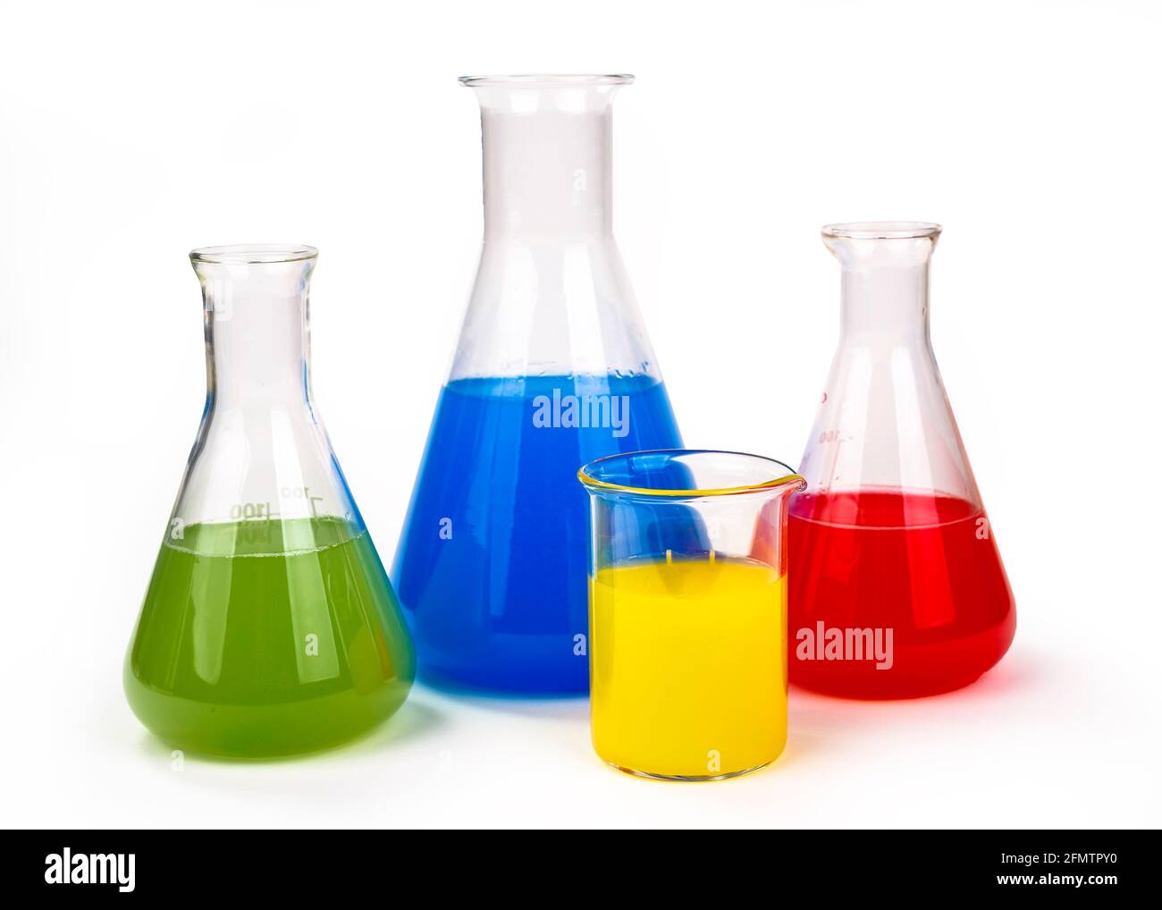 Laboratory glassware isolated over white background Stock Photo - Alamy