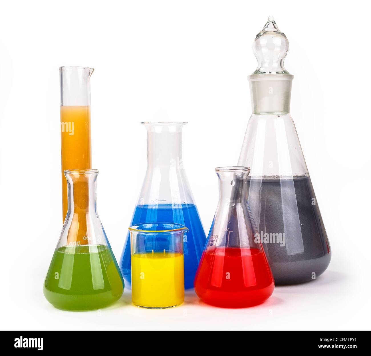 Laboratory glassware isolated over white background Stock Photo - Alamy