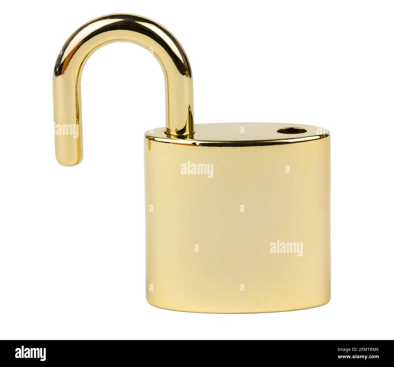 open padlock, Metallic Gold, isolated on white background Stock Photo ...