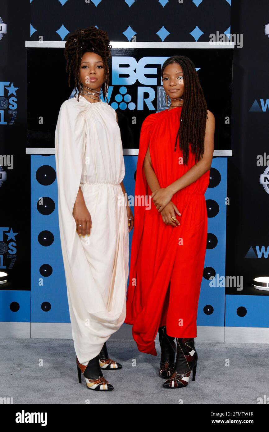 LOS ANGELES - JUN 25: Halle Bailey, Chloe Bailey at the BET Awards 2017 ...
