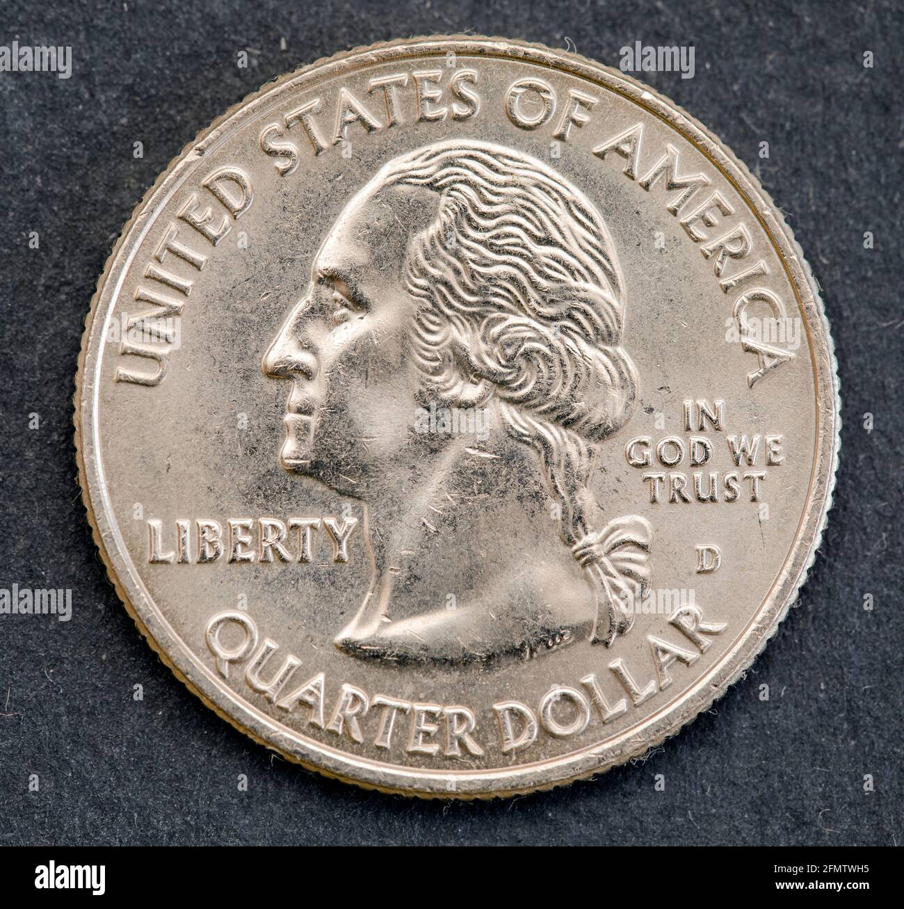American one quarter coin isolated background. George washington ...