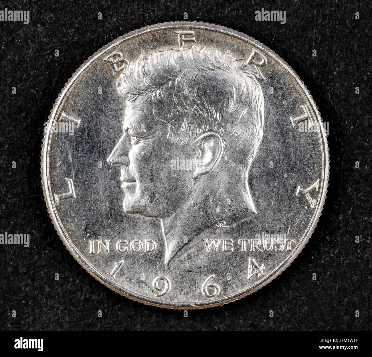Silver half dollar coin of john Fitzgerald kennedy 1964 Stock Photo - Alamy