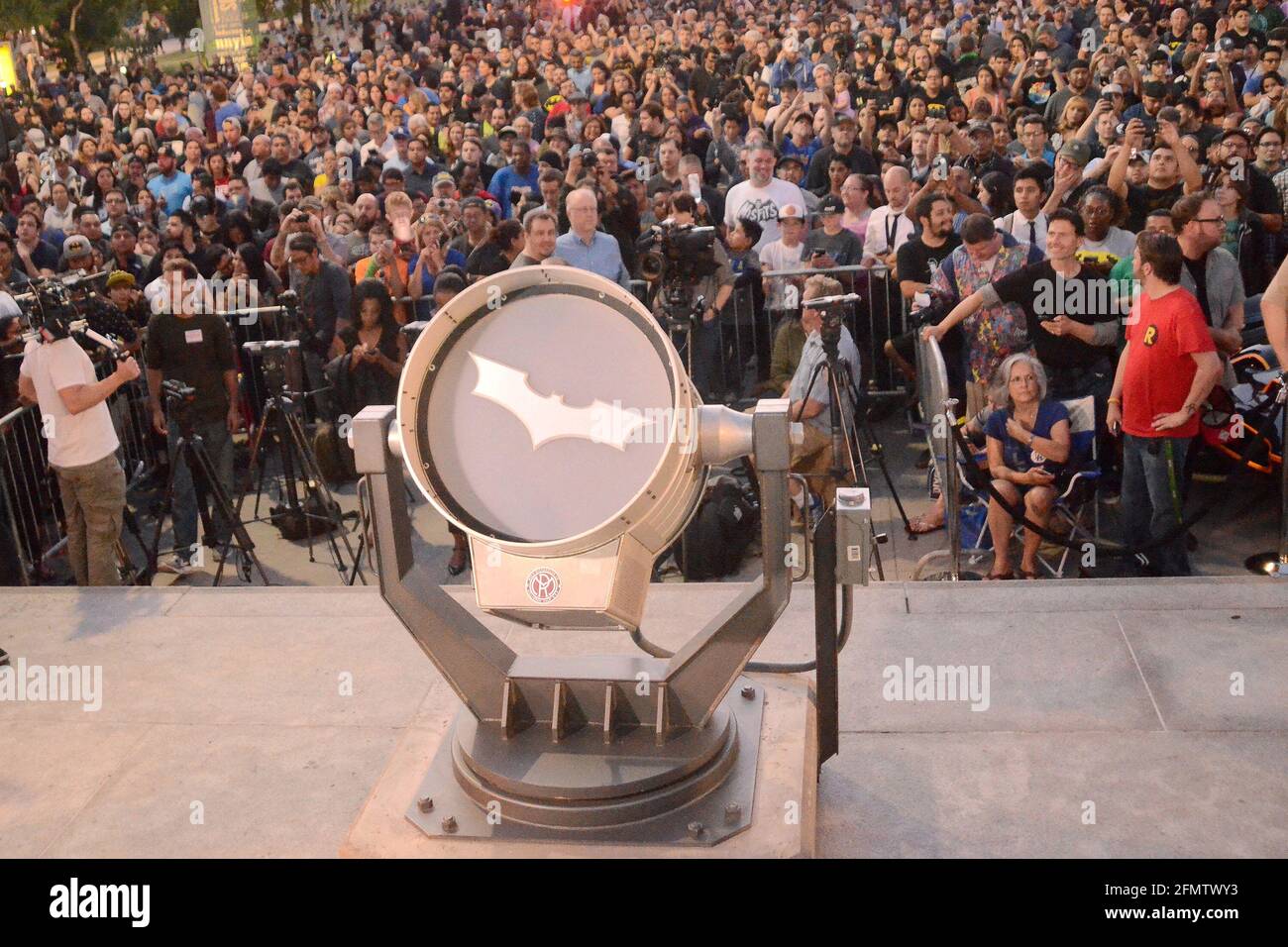 Bat signal lighting to honor adam west hi-res stock photography and ...