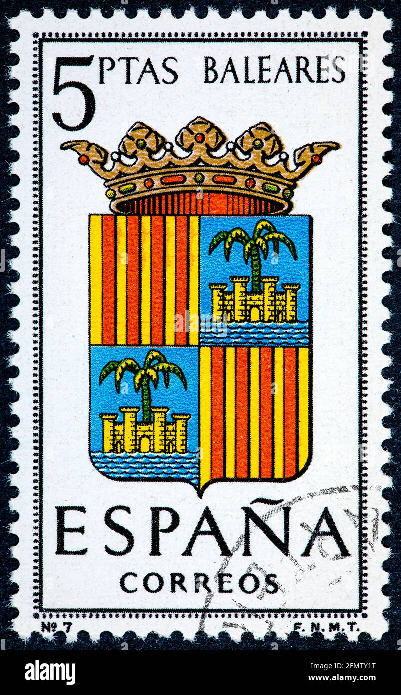 SPAIN - CIRCA 1962: A stamp printed in Spain dedicated to Arms of ...