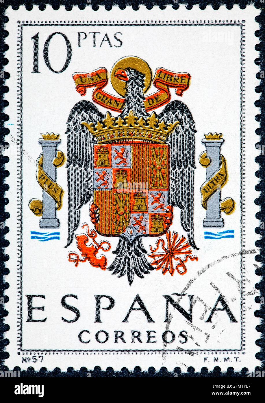 SPAIN - CIRCA 1966: A stamp printed in Spain dedicated to Arms of ...