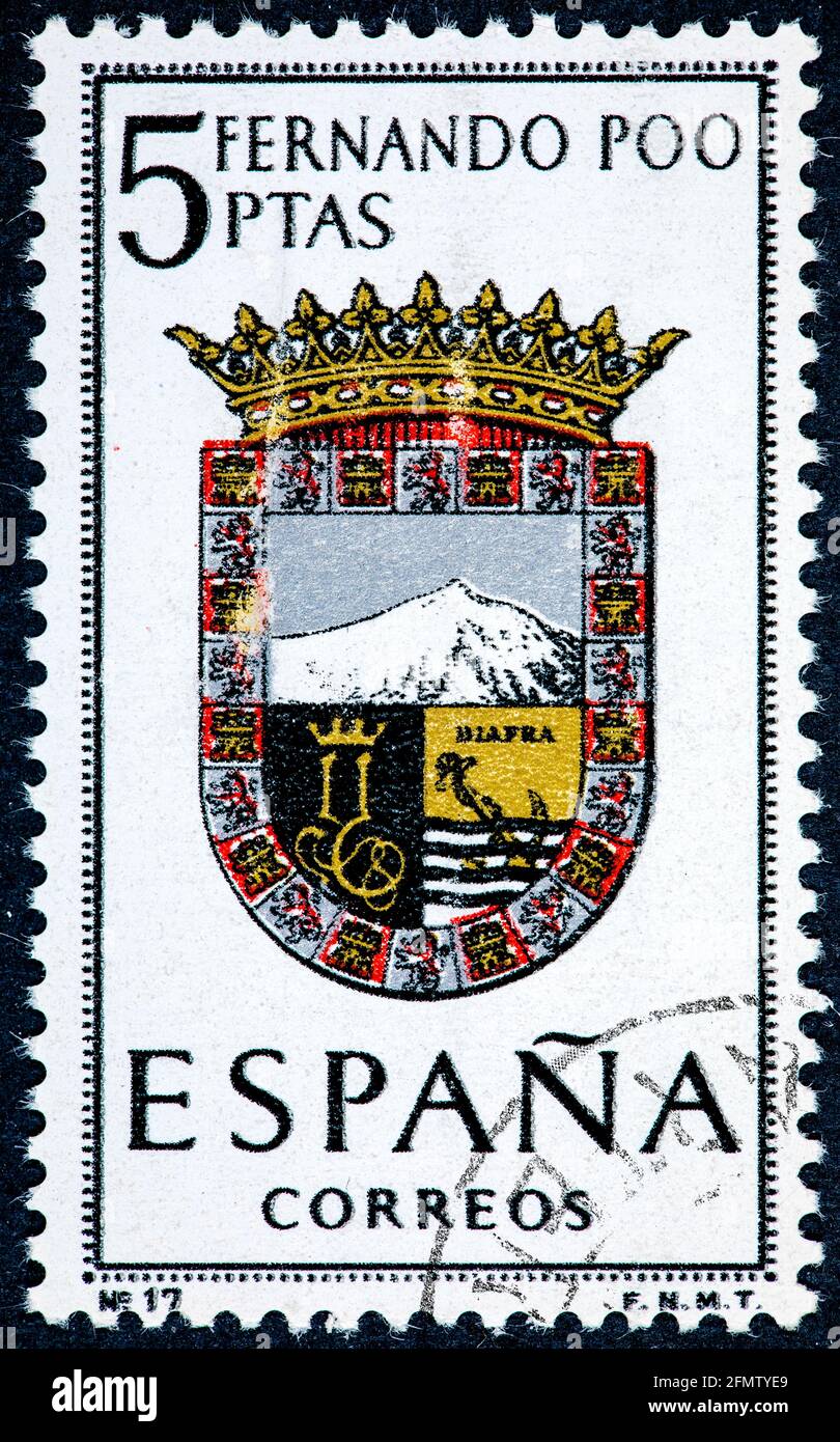 SPAIN - CIRCA 1963: A stamp printed in Spain dedicated to Arms of ...