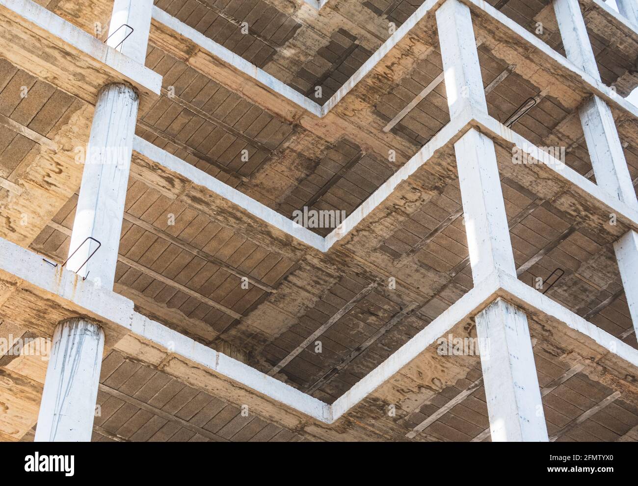 Low angle shot of the construction of a modern residential building ...
