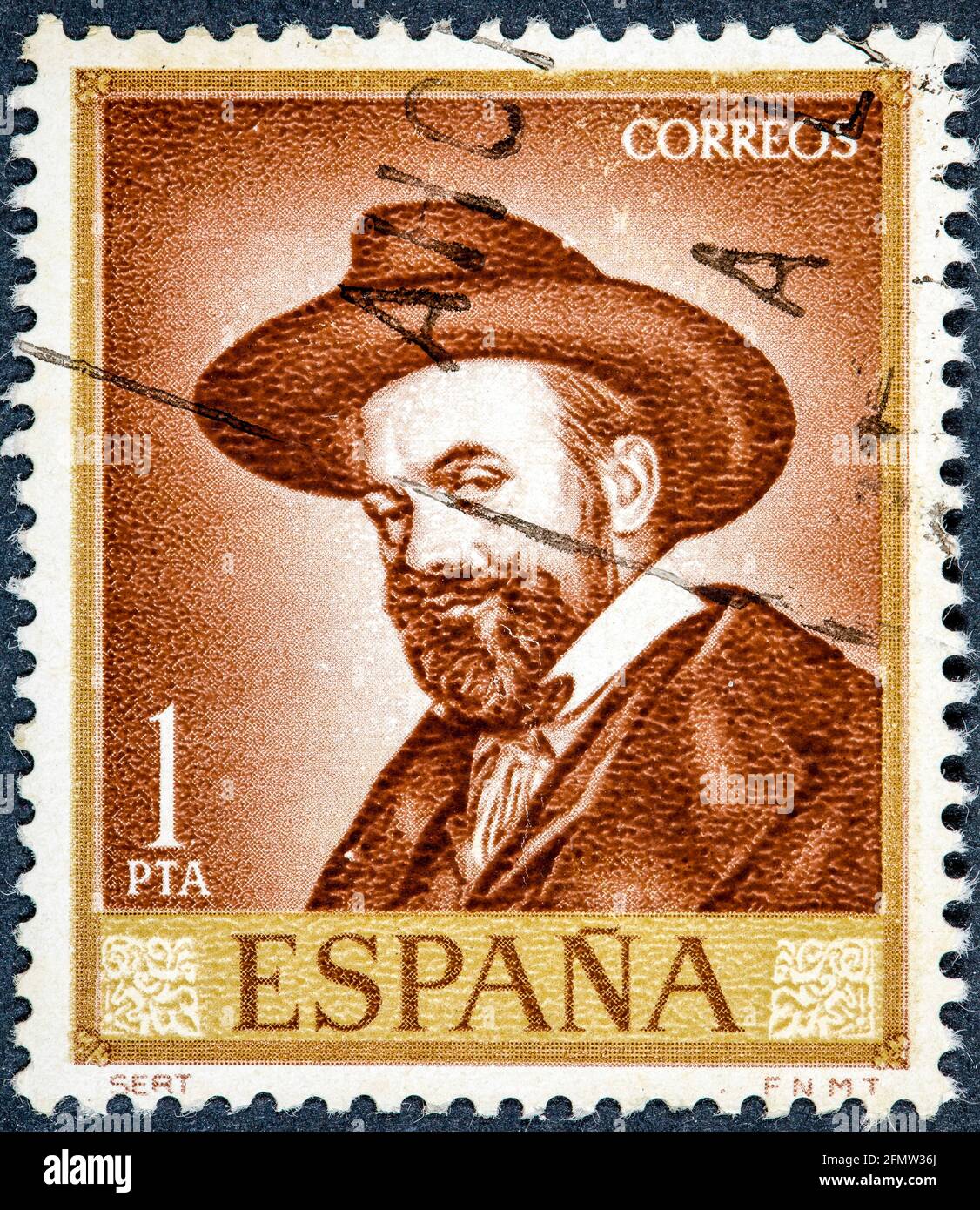 SPAIN - CIRCA 1966: stamp printed by Spain, shows picture Self-portrait ...