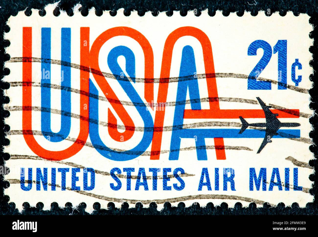 USA-CIRCA 1971: A 21 cent United States Airmail postage stamp shows ...