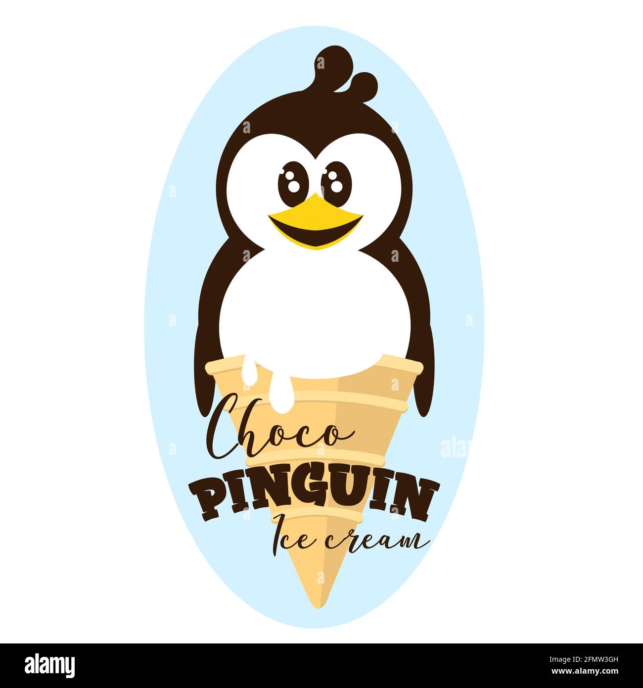 cute penguin ice cream poured with chocolate in a cone 1 Stock Vector ...