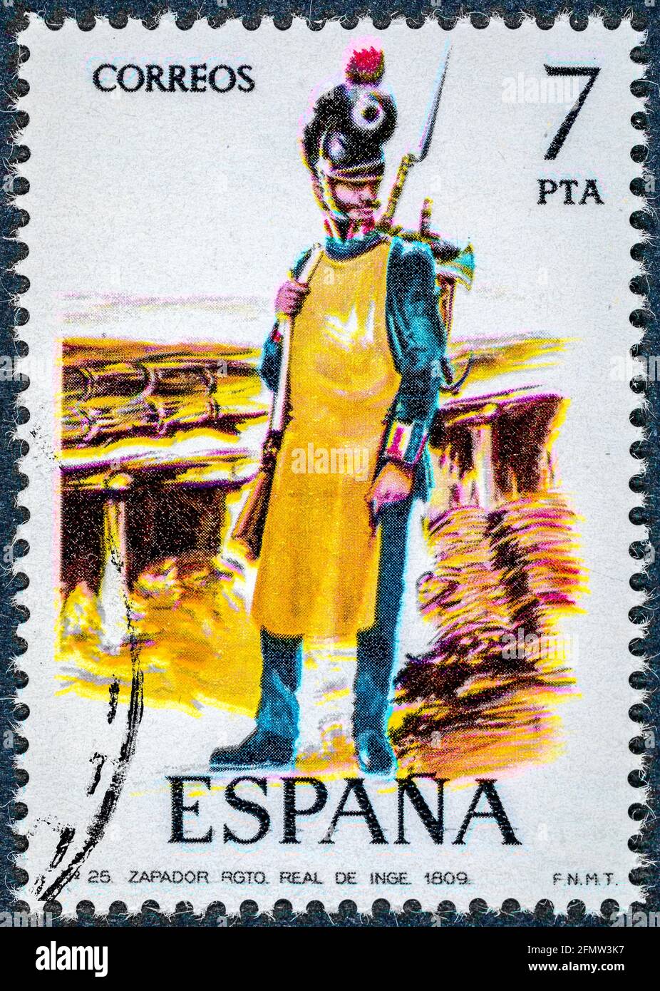 SPAIN - CIRCA 1975: A stamp printed in Spain shows Sapper Royal ...