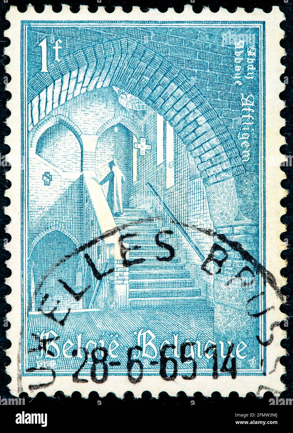 Belgium - Circa 1960: stamp printed by Belgium, shows The convent ...