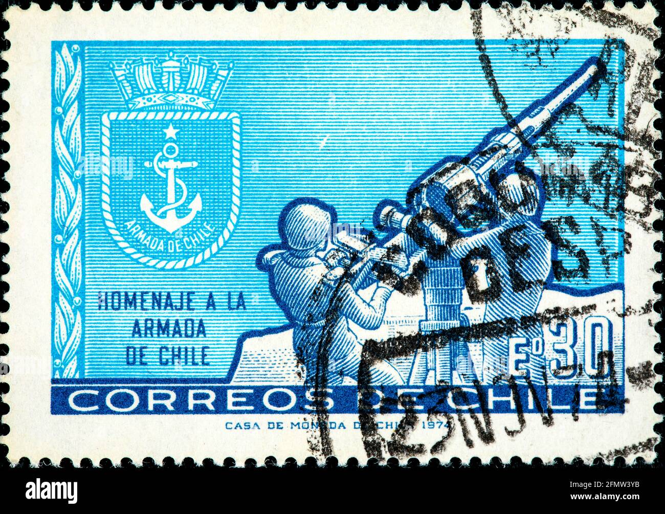 CHILE-CIRCA 1974:A stamp printed in CHILE shows image of The Chilean ...
