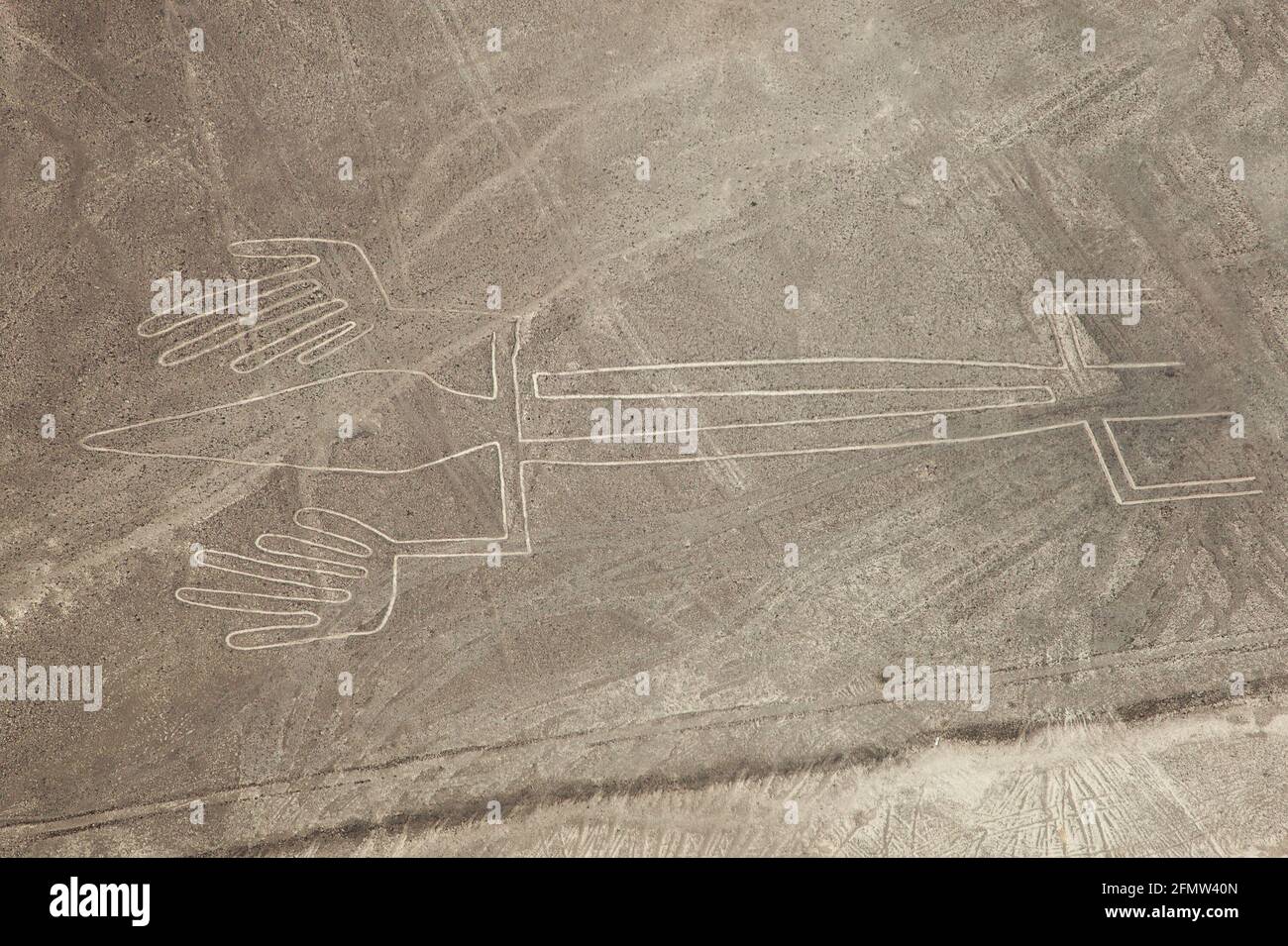 Lizard geoglyph, Nazca or Nasca mysterious lines and geoglyphs aerial ...