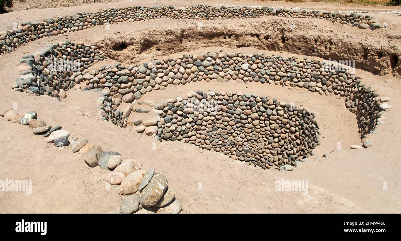 Cantalloc Aqueduct in Nazca or Nazca town, spiral or circle aqueducts ...
