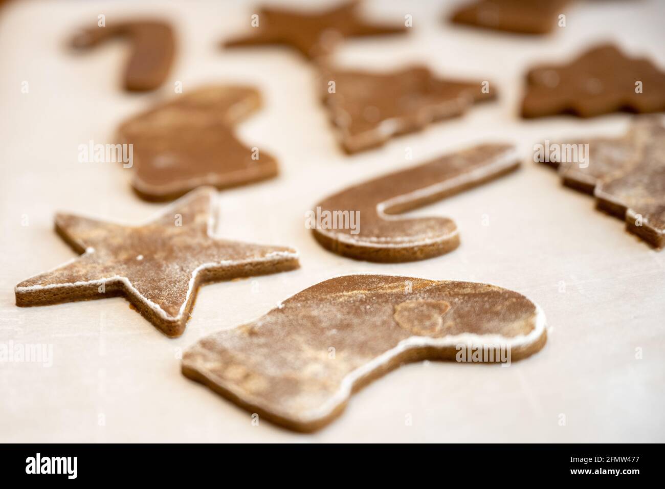 Tip of Star Cookie with Others on Baking Sheet Before Baking Stock ...