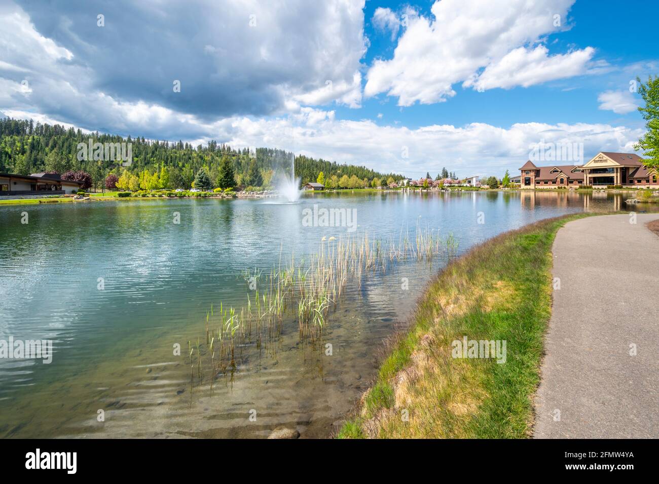 Riverstone public park and lake during spring in the Riverstone ...