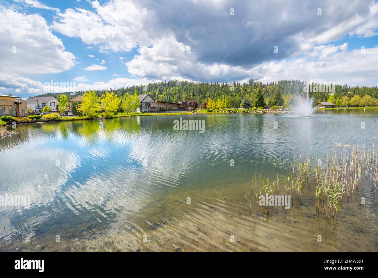 Riverstone public park and lake during spring in the Riverstone ...