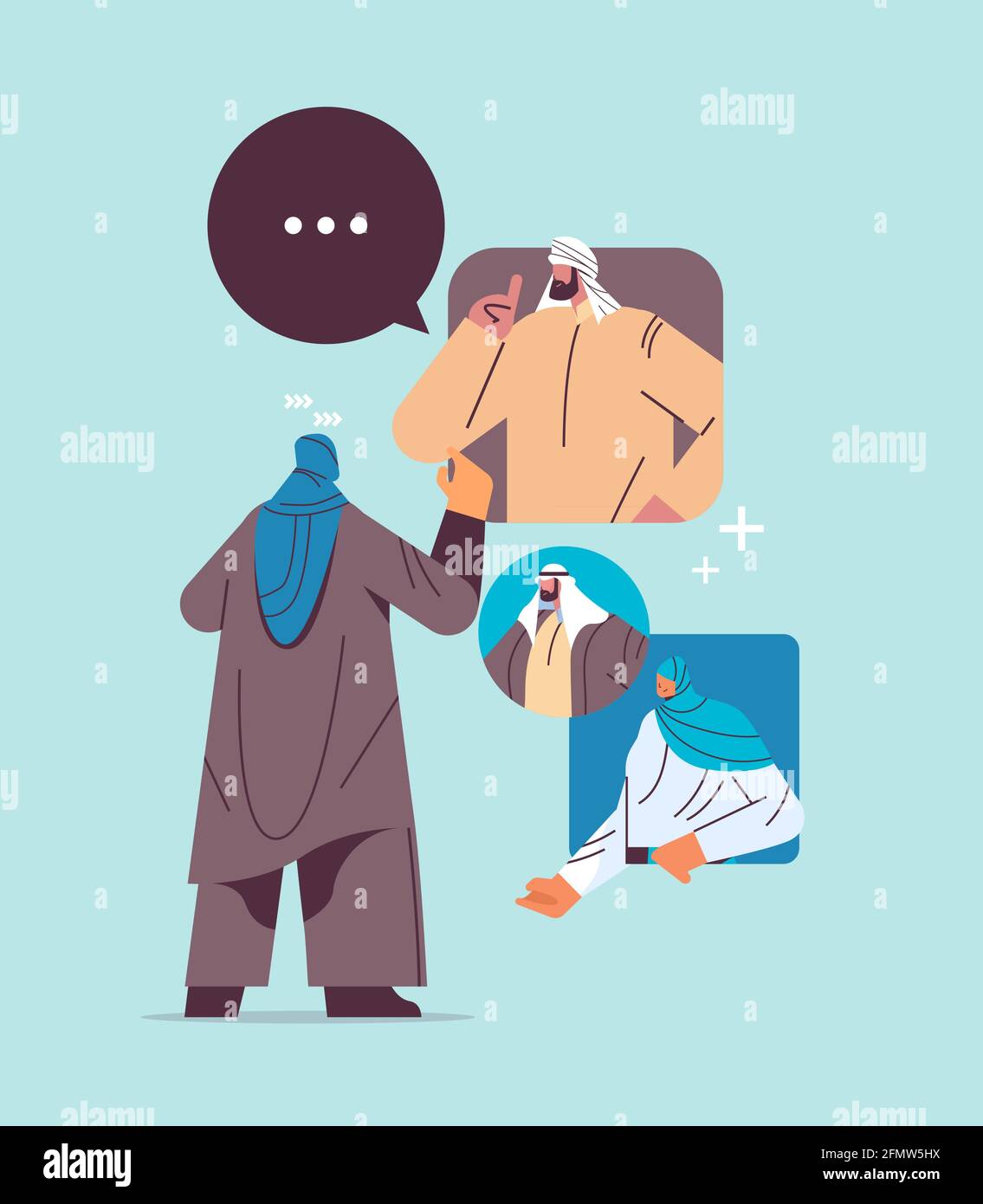 arab people chatting in messenger or social network chat bubble ...
