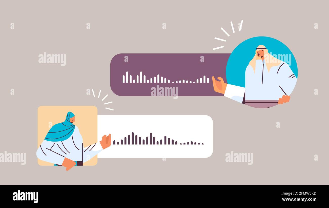 arab people communicating in instant messengers by voice messages audio ...