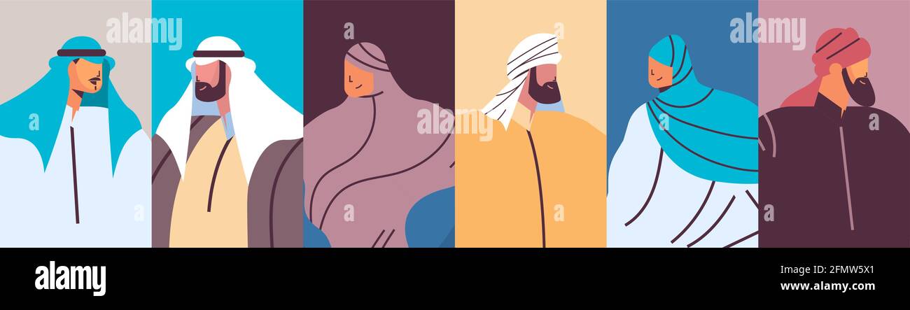 set arabic people avatars collection male female arab cartoon ...